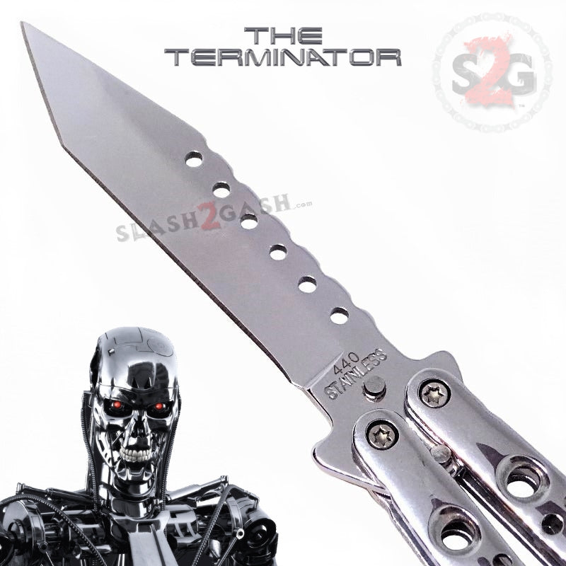 Terminator Butterfly Knife Chrome Mirror Finish Balisong SHINY – Slash2Gash