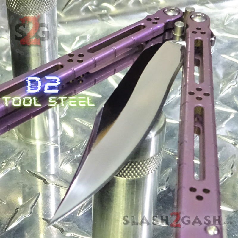 TheONE Balisong D2 TITANIUM Butterfly Knife (clone) Lizard - Purple ...