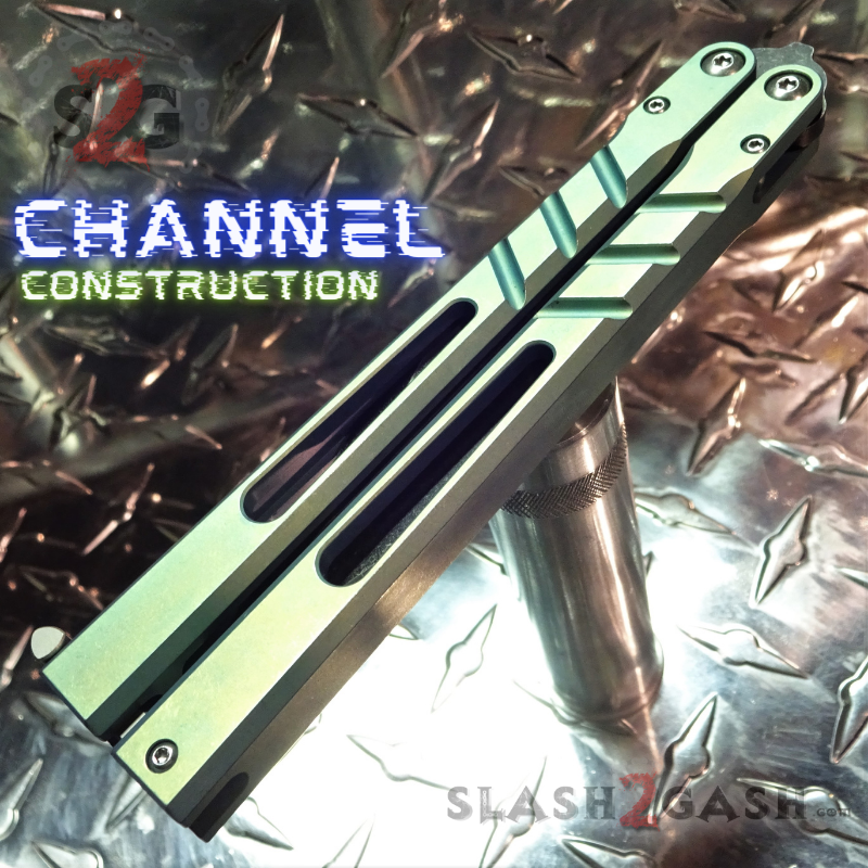 TheONE CHAB Butterfly Knife D2 TITANIUM Handle Balisong - Green Ano ...
