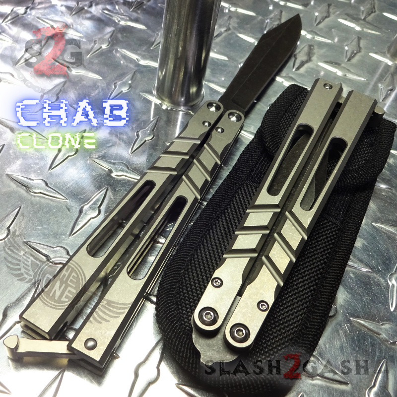 TheONE CHAB Balisong Clone TITANIUM Butterfly Knife D2 w/ Zen Pins - V ...