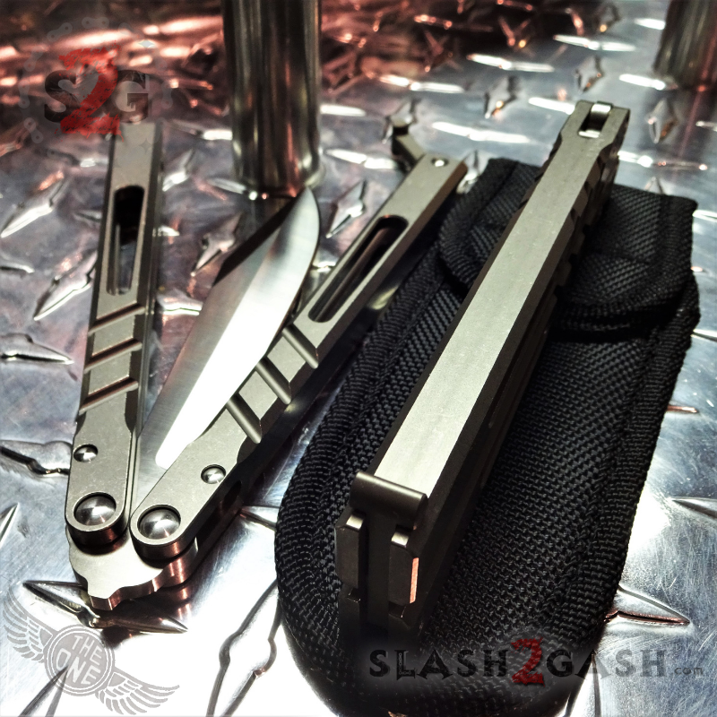 TheONE CHAB Butterfly Knife D2 TITANIUM Handle Balisong - Stonewash ...
