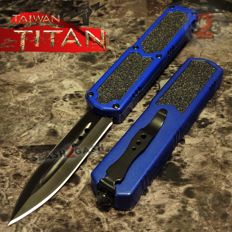 Titan OTF Knife D/A Blue Automatic Switchblade TAIWAN - upgraded ...