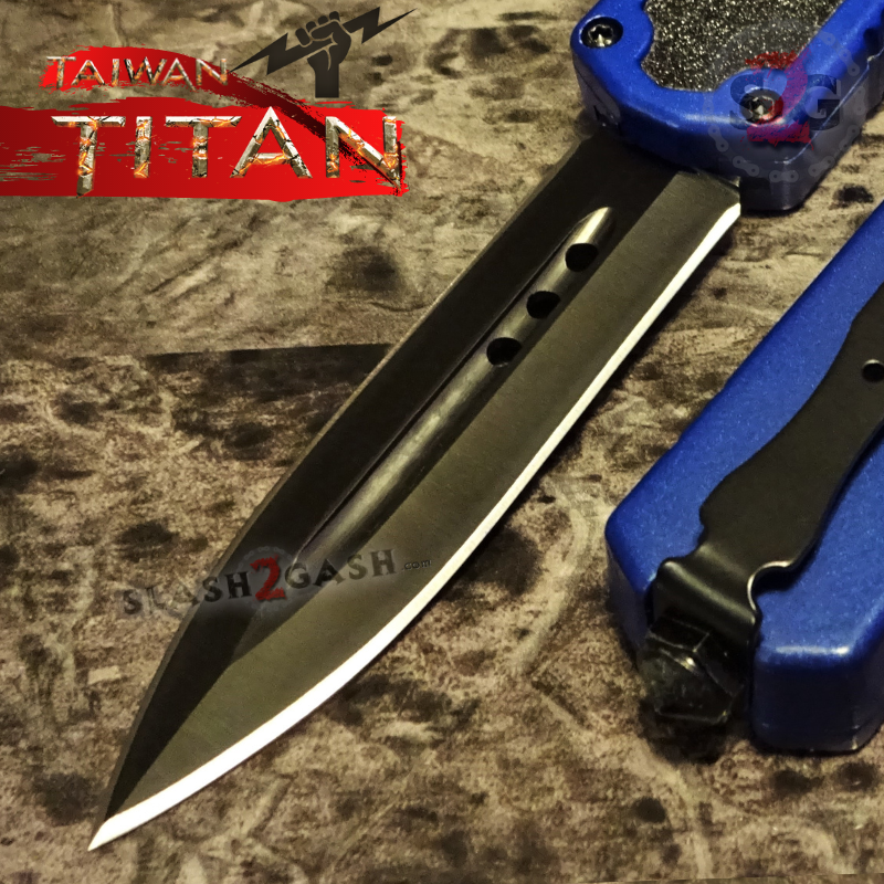Titan OTF Knife D/A Blue Automatic Switchblade TAIWAN - upgraded ...