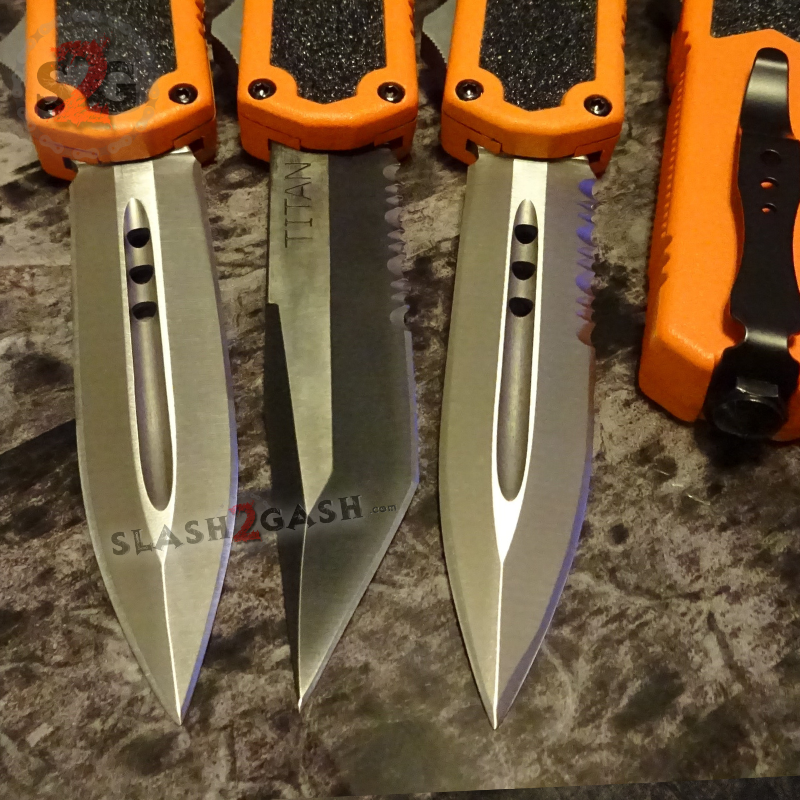Titan OTF Knife D/A Orange Automatic Switchblade TAIWAN - upgraded ...