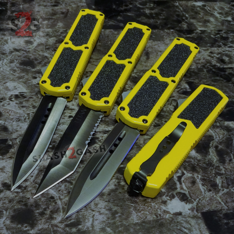 Titan OTF Knife D/A Yellow Automatic Switchblade TAIWAN - upgraded ...