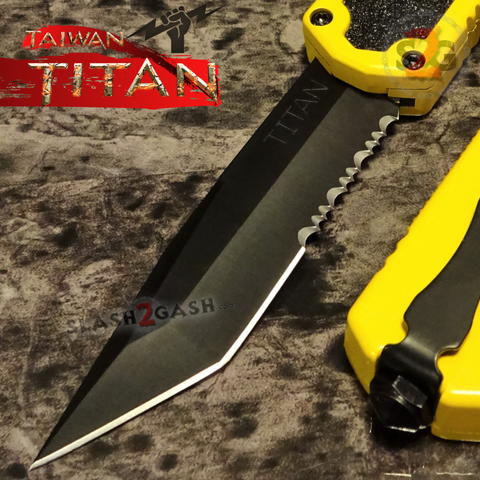 Titan OTF Knife D/A Yellow Automatic Switchblade TAIWAN - upgraded ...