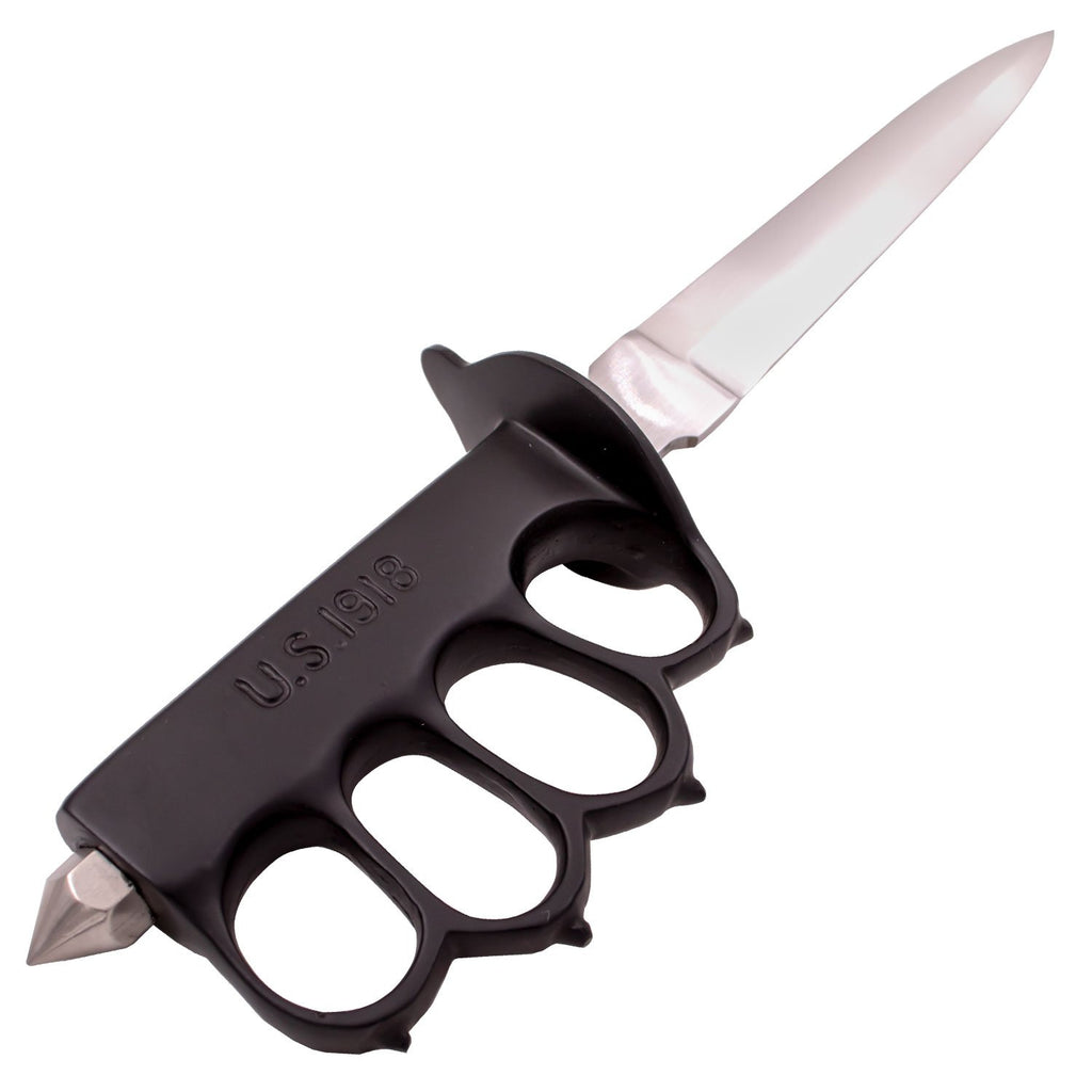 Trench Knife 11 Inch Carbon Steel Dagger Real Black Knuckles – Slash2Gash