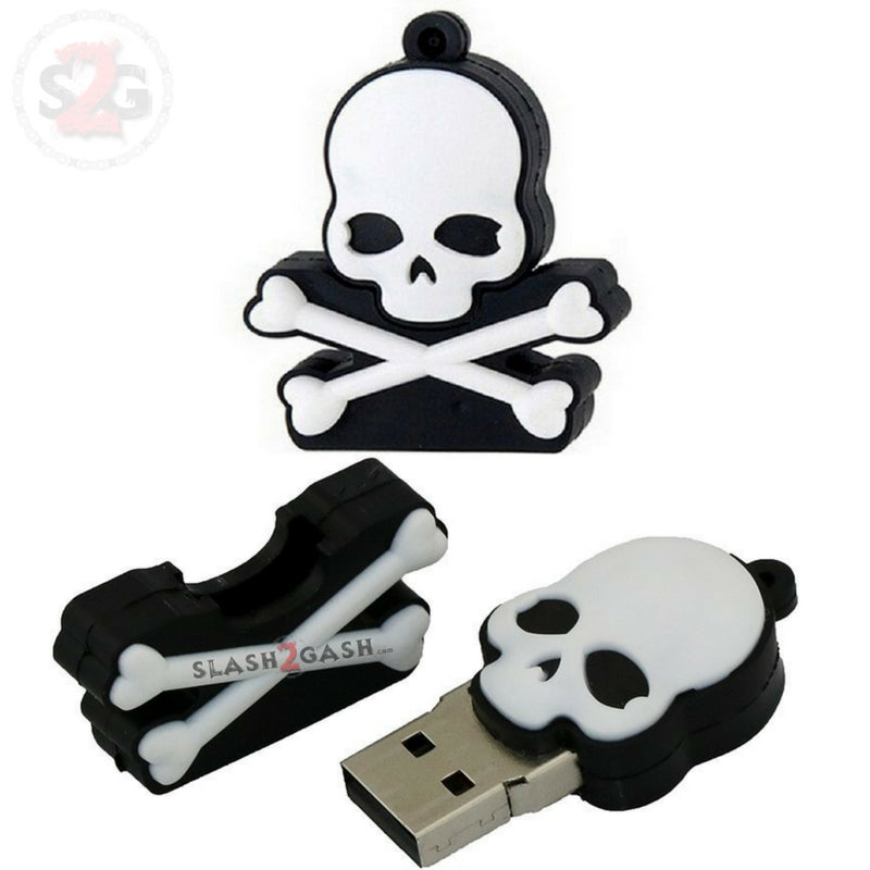 Skull & Crossbones USB Flash Drive 2.0 Rubber Memory Stick 16gb / 32gb ...