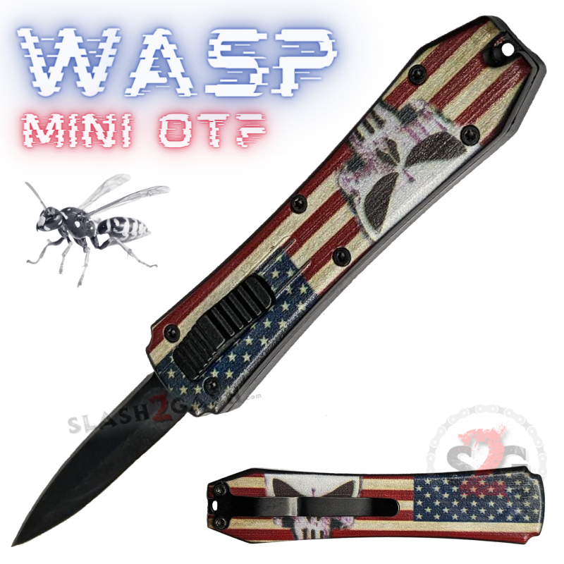 Wasp Mini OTF Knife Small Automatic Switchblade Dagger - Asst. colors ...