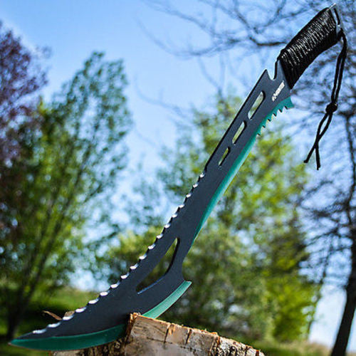 24" FULL TANG Tactical Survival Zombie MACHETE w/ Sheath Knife Sword ...