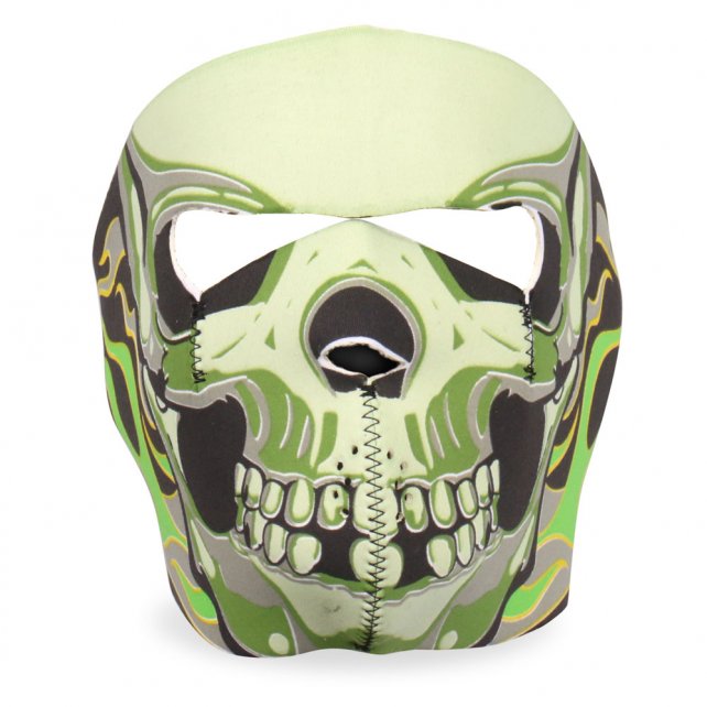 Hot Leathers Green Goblin Skull Neoprene Face Mask Neon Flames – Slash2Gash