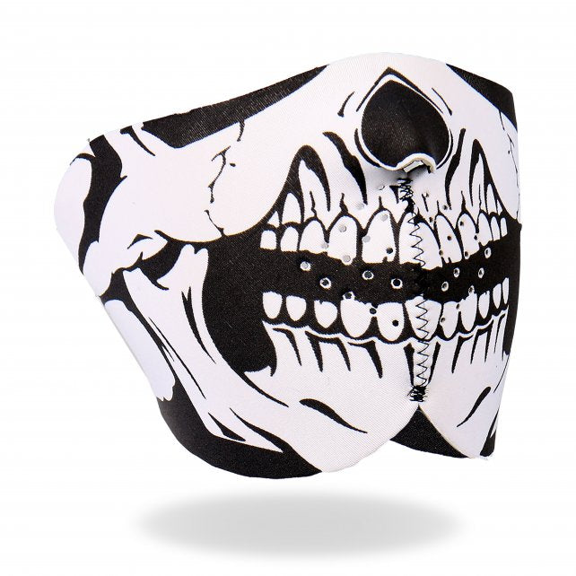 Hot Leathers Neoprene Skull 1/2 Mask - Black and White Face Mask ...