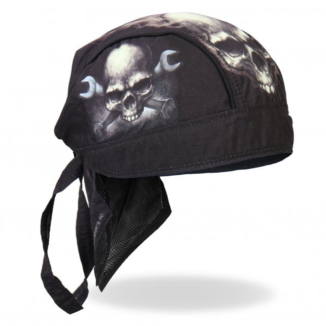 Hot Leathers Skull & Wrench Bones Headwrap Premium Biker Du-Rag ...