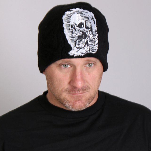 Hot Leathers Assassin Knit Cap Embroidered Skull & Pistols Beanie ...