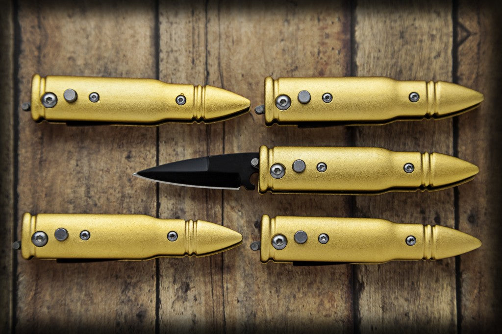 Mini Automatic Bullet Knife Cali Legal Switchblade - Gold – Slash2Gash
