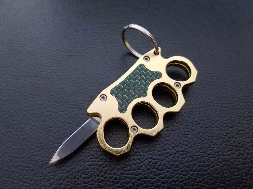 Mini Knuckle OTF Key Chain Knife Small Automatic Switchblade - Carbon ...
