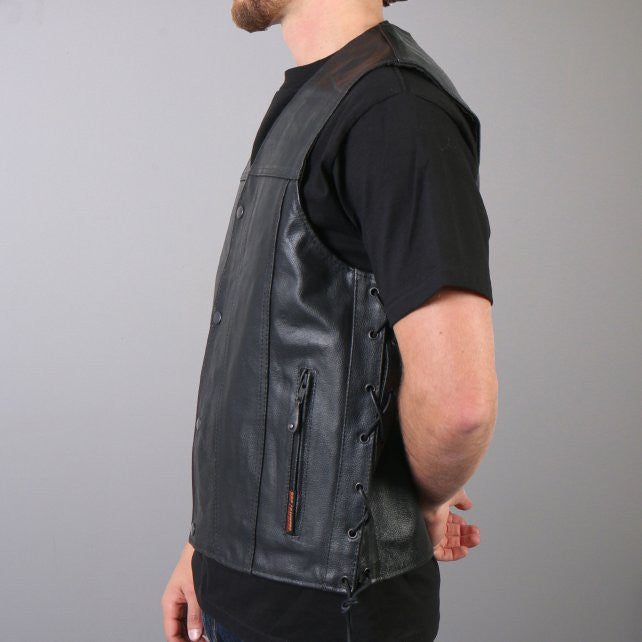 Hot Leathers Men's Concealed Carry Leather Vest w/ Solid Back – Slash2Gash